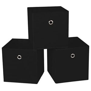 dabeact black fabric cubes storage containers ,11 inch cloth storage cube foldable storage bins cubes organizer baskets with dual handles for shelf closet set of 3,(black)