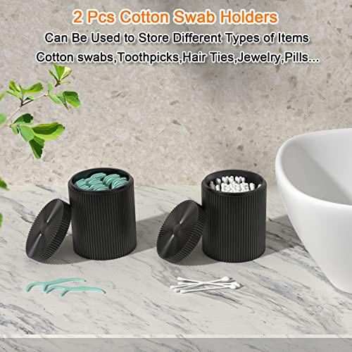 LKKL Bathroom Accessory Set 6 Pcs-Bathroom Accessories Sets Complete with Soap Dispenser,Toothbrush Holder,Rinse Cup,Soap Dish,Cotton Swab Canisters -for Bathroom Décor and Organization(Black)