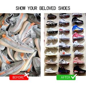 Floating Shoe Shelves for Closet Wall Set of 12, Floating Shoe Display Clear Acrylic Sneaker Shelves to Show Top Shoes and Sneaker Collection, Includes Shelves Shoe Organizers with Cross Screws