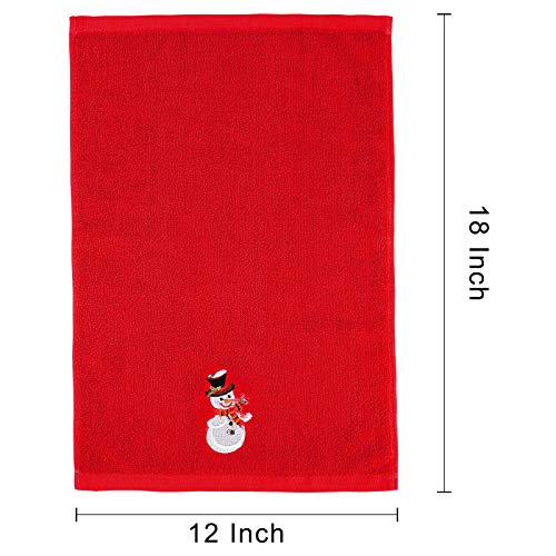 Aneco 4 Pack Christmas Hand Towels 12 x 18 Inches 100% Pure Cotton Washcloths Towels Christmas Pattern Design Christmas Towels Gift Set, Bathroom Decorative Dish Towels Set (Red, White, Yellow, Green)