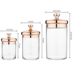 MyGift 6 Piece Clear Glass Apothecary Jar Set with Copper Lid - Decorative Kitchen and Bath Storage Canisters, Wedding Centerpiece Jars, Candy Buffet with Lids