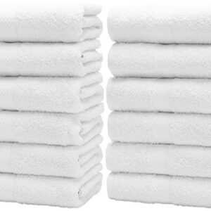 White Washcloths Face Towels for Bath 100% Cotton 13" x 13" (12 Pack)