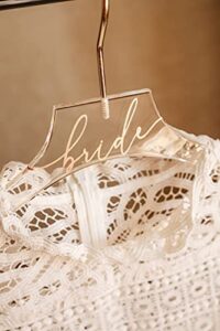 bride wedding dress hanger clear acrylic gold hook for bride and bridesmaids dresses