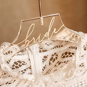 Bride Wedding Dress Hanger Clear Acrylic Gold Hook for Bride and Bridesmaids Dresses