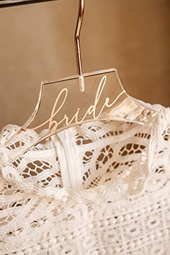 Bride Wedding Dress Hanger Clear Acrylic Gold Hook for Bride and Bridesmaids Dresses