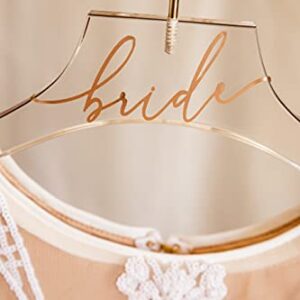 Bride Wedding Dress Hanger Clear Acrylic Gold Hook for Bride and Bridesmaids Dresses