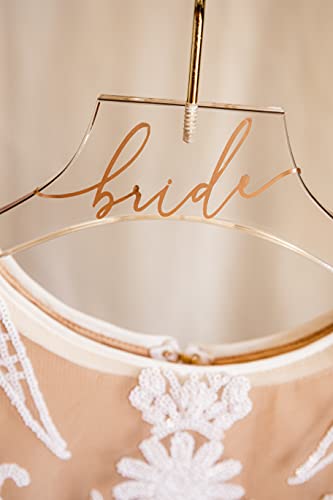 Bride Wedding Dress Hanger Clear Acrylic Gold Hook for Bride and Bridesmaids Dresses