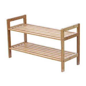 oceanstar 2 tier bamboo shoe rack, brown