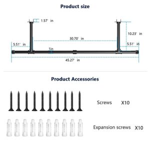 Omsaca Wall Mounted Clothes Rack, Industrial Pipe Closet Rod, Space-Saving Clothing Rack For Hanging Clothes, Heavy Duty Metal Hanging Bar For Closet, Laundry Room, Garment Retail Display-A pipe cap