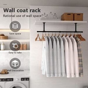 Omsaca Wall Mounted Clothes Rack, Industrial Pipe Closet Rod, Space-Saving Clothing Rack For Hanging Clothes, Heavy Duty Metal Hanging Bar For Closet, Laundry Room, Garment Retail Display-A pipe cap