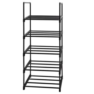 easyhouse 5 tier metal sturdy shoe rack, narrow shelf organizer for entryway, closet, bedroom