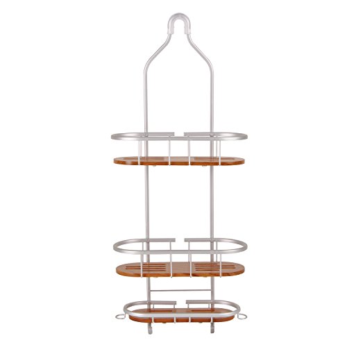 Utopia Alley Tia Rustproof Shower Caddy, Teak, 3 Shelves