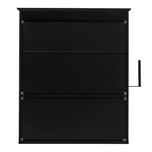 Iwell Bathroom Cabinet Wall Mounted with 2 Shelf & Toilet Paper Holder, 23.6''L*8.9''W*27.9''H Medicine Cabinet, Double Doors for Bathroom, Over The Toilet Space Saver Storage Cabinet, Black