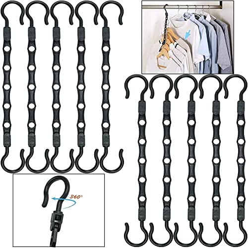 Space Saving Hangers Magic Hanger Closet Space Saver Organizers and Storage Wardrobe Space Saving Clothes Hangers Space Saving Hangers for Clothes Hanger Organizer (Black)