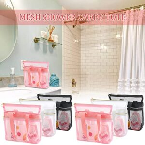 Woanger 6 Pieces Mesh Shower Caddy Portable Travel Shower Caddy Bag Quick Dry Gym Mesh Shower Tote with Zipper Lightweight Pink Shower Bag for Swimming Sports Camp Shopping College Dorms