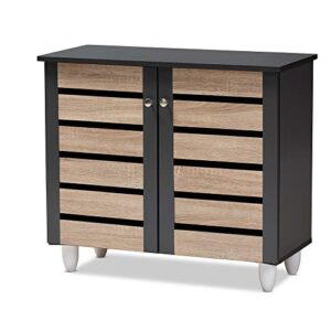 baxton studio shoe cabinets, one size, oak/dark gray