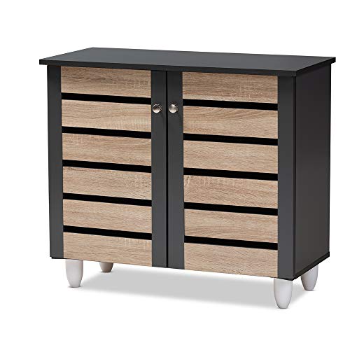 Baxton Studio Shoe Cabinets, One Size, Oak/Dark Gray