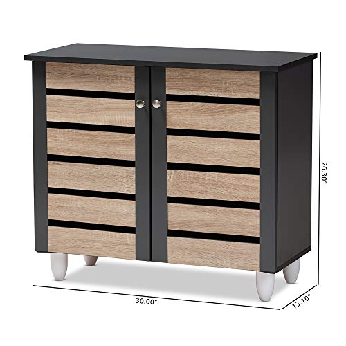 Baxton Studio Shoe Cabinets, One Size, Oak/Dark Gray