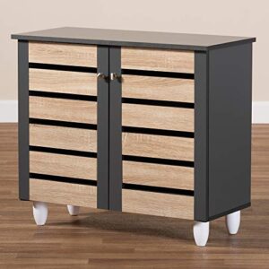 Baxton Studio Shoe Cabinets, One Size, Oak/Dark Gray