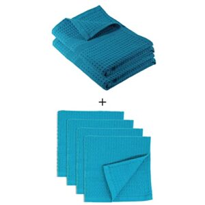 gilden tree hand towel set of 2 + washcloth set of 4 (aqua)