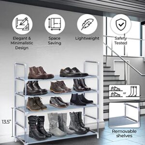 Halter 5 Tier Shoe Rack Organizer, Space Saving, Easy Storage Shoe Organizer Stand for Closets, Entryways and Bedrooms- Grey