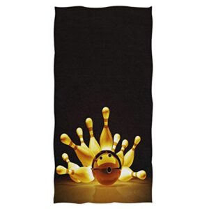 naanle 3d golden bowling balls hit pins print soft guest hand towels for bathroom, hotel, gym and spa (16 x 30 inches)