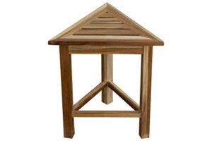 fully assembled ecodecors flexi triangle teak shaving shower stool bathroom shelf chair caddy use for corner bathroom seat or storage 14.5 inch radius