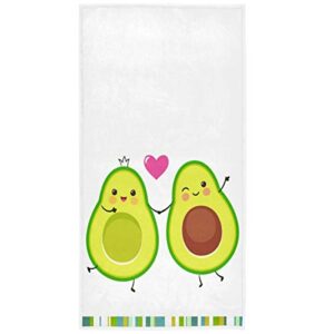 pfrewn cute cartoon avocado hand towels 16x30 in hearts avocados green fresh fruits striped bathroom towel soft absorbent small bath towel kitchen dish guest towel home bathroom decorations