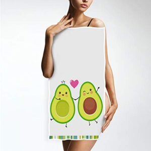 Pfrewn Cute Cartoon Avocado Hand Towels 16x30 in Hearts Avocados Green Fresh Fruits Striped Bathroom Towel Soft Absorbent Small Bath Towel Kitchen Dish Guest Towel Home Bathroom Decorations