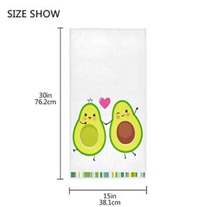 Pfrewn Cute Cartoon Avocado Hand Towels 16x30 in Hearts Avocados Green Fresh Fruits Striped Bathroom Towel Soft Absorbent Small Bath Towel Kitchen Dish Guest Towel Home Bathroom Decorations