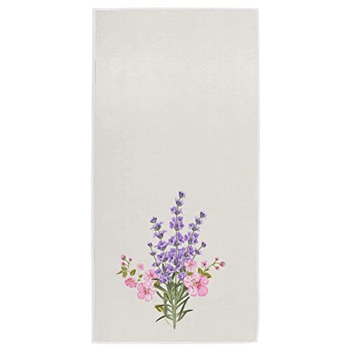 Naanle Lavender Flowers Bouquet Soft Absorbent Hand Towel Decor for Bathroom, Guest, Hotel, Kitchen, Gym and Spa(16" x 30")