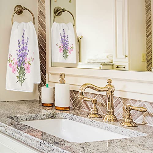 Naanle Lavender Flowers Bouquet Soft Absorbent Hand Towel Decor for Bathroom, Guest, Hotel, Kitchen, Gym and Spa(16" x 30")