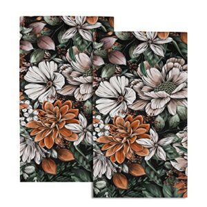 tropical green leaves hand towels washcloth bathroom plant floral kitchen home decor soft quick dry fingertip set gym yoga towels 14.4 x 28.3 inch