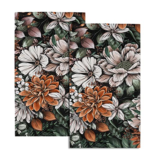 Tropical Green Leaves Hand Towels Washcloth Bathroom Plant Floral Kitchen Home Decor Soft Quick Dry Fingertip Set Gym Yoga Towels 14.4 x 28.3 Inch