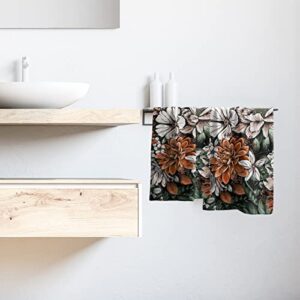 Tropical Green Leaves Hand Towels Washcloth Bathroom Plant Floral Kitchen Home Decor Soft Quick Dry Fingertip Set Gym Yoga Towels 14.4 x 28.3 Inch