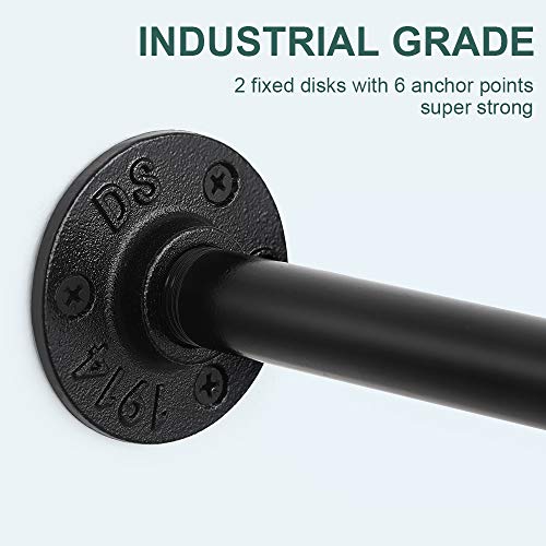 Industrial Iron Pipe Clothing Garment Rack 24.5 Inches Heavy Duty Multi-Purpose Clothing Hanging Rack Wall Mounted Clothes Rod for Closet, Laundry Room, Balcony, Black