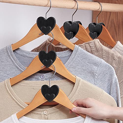 18 Pcs Clothes Hanger Connector Hooks,Heart-Shaped Heavy Duty Cascading Hanger Hooks,Cascading Hanger Save Space,for College Dorm Room Organizer Closet(Black)