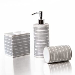 bino bathroom accessories set - grey | soap dispenser | toothbrush holder | tumbler | 3-piece bathroom organizer countertop set | bathroom decor | home decor | bathroom set