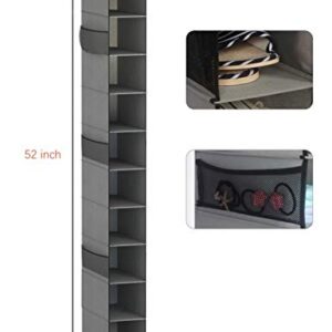 Libeder Hanging Shoe Organizer,10-Shelf Hanging Closet Organizers and Storage Shoes Organizer Shelves Hanging Shoe Rack Holder with 6 Mesh Side Pockets Gray