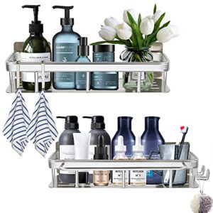 shower caddy bathroom shower organizer, adhesive shower caddy no drilling shower storage,shower shelves for inside shower rustproof shower rack silver 2 pack