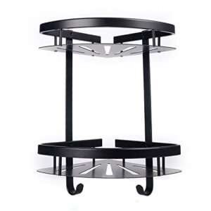 shower corner shelf, durable aluminum 2 tiers shower shelf adhesive tape mounting, no drilling,wall mounted aluminum shower caddy for bathroom,kitchen,toilet (1 pack black)