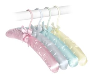 whitmor satin collection set of 4 assorted pastel padded blouse hangers