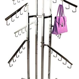 Purse Rack Only Garment Racks Deluxe Handbag Rack – Heavy Duty Commercial Grade Chrome Handbag Rack, 8 Adjustable Height Slant Arms, Perfect for Handbags, Purses, Backpacks and More!