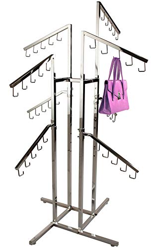 Purse Rack Only Garment Racks Deluxe Handbag Rack – Heavy Duty Commercial Grade Chrome Handbag Rack, 8 Adjustable Height Slant Arms, Perfect for Handbags, Purses, Backpacks and More!