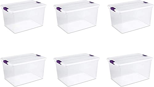 Sterilite 66 Quart Multipurpose ClearView Storage Tote Container with Secure Latching Lid for Home or Office Organization, (18 Pack)