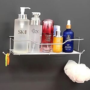 Elegant Shower Caddy with Powerful Adhesive and Hooks, No Drilling Shower Shelves, Wall Mounted Shower Organizer, Premium Stainless Steel Shower Rack, Perfect Shower Caddy Shelf for Your Daily Use