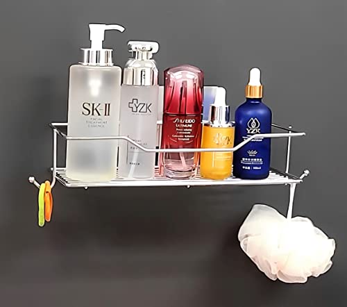 Elegant Shower Caddy with Powerful Adhesive and Hooks, No Drilling Shower Shelves, Wall Mounted Shower Organizer, Premium Stainless Steel Shower Rack, Perfect Shower Caddy Shelf for Your Daily Use