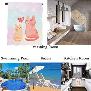 SLHETS Lovely Cats Hand Towels Romantic Love Starry Sky Universe Bath Towels 13.6 * 29 Highly Absorbent Kitchen Dish Towels for Household Daily Use | Home Decoration | Carry-On Hotel Gym Spa