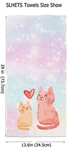 SLHETS Lovely Cats Hand Towels Romantic Love Starry Sky Universe Bath Towels 13.6 * 29 Highly Absorbent Kitchen Dish Towels for Household Daily Use | Home Decoration | Carry-On Hotel Gym Spa