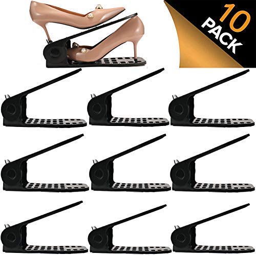 JollyCaper Shoe Organizer for Closets, Double Decker, Storage Organizer, Black, 10-Piece